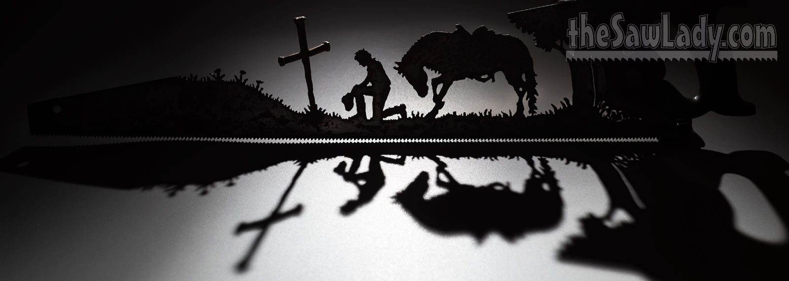 Praying Cowboy with Horse and Cross- Hand Cut Plasma Metal Art Hand Saw ...